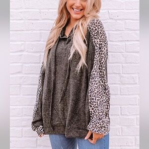easel | Tops | Easel Rust Leopard Print Hoodie Small | Poshmark